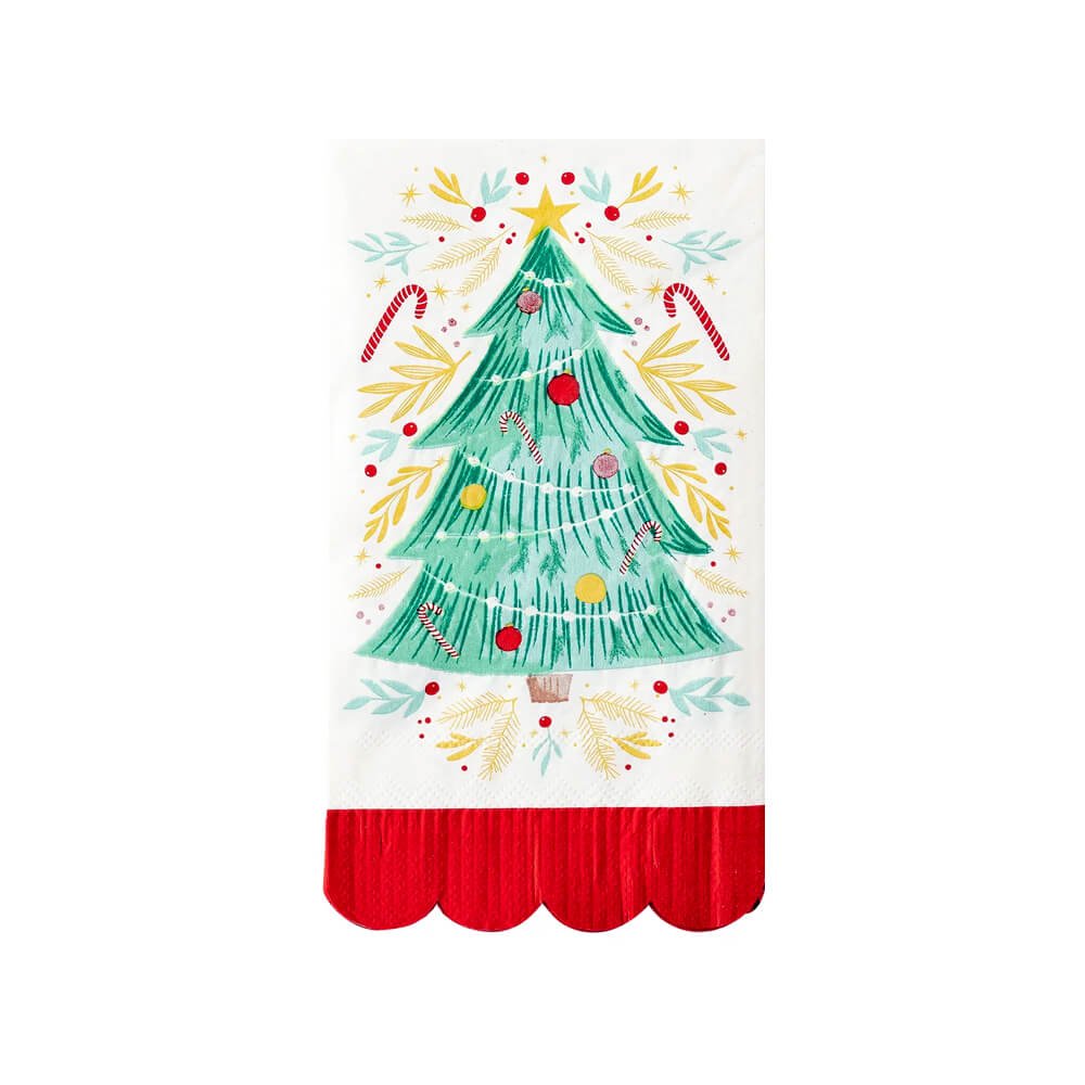 Holiday Watercolor Tree Fringe Paper Dinner Napkins – bubblegum market